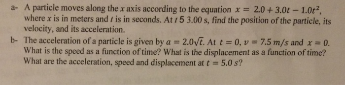 Solved A particle moves along the x axis according to the | Chegg.com