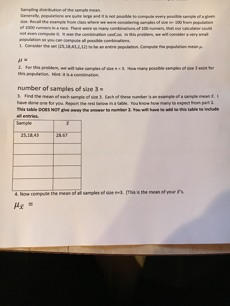 Solved Sampling distribution of the sample mean Generally, | Chegg.com