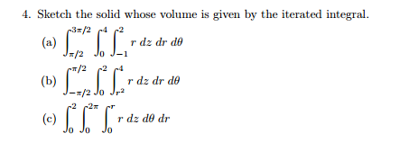 Solved Sketch the solid whose volume Is given by the | Chegg.com