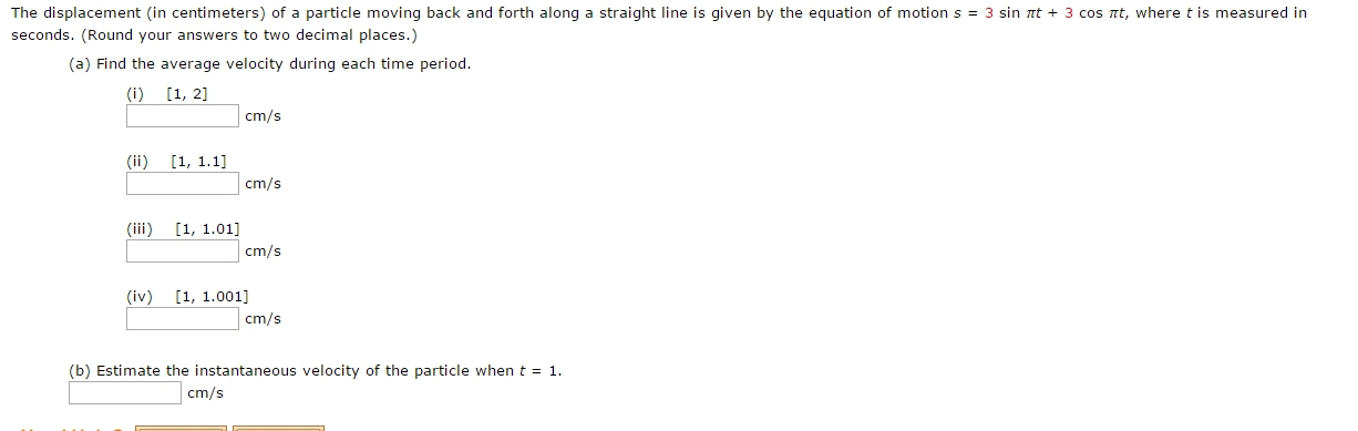 Solved The displacement (in centimeters) of a particle | Chegg.com