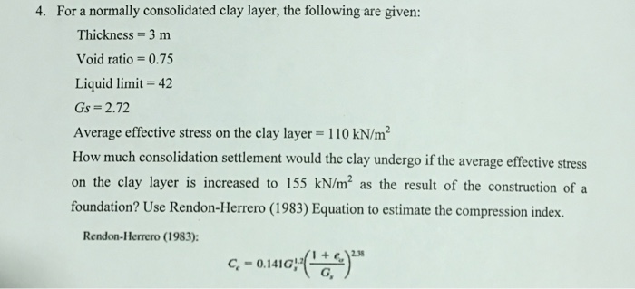 Solved For a normally consolidated clay layer, the following | Chegg.com