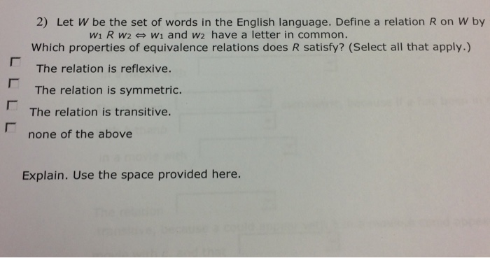 Solved Let W be the set of words in the English language. | Chegg.com