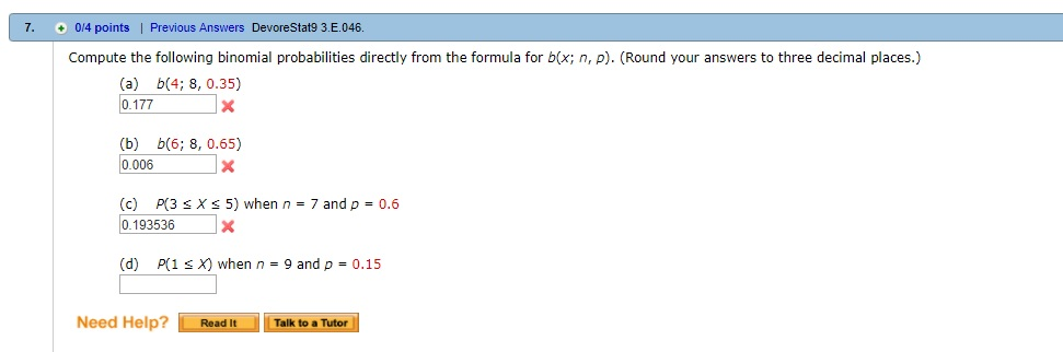 Solved 7. 0/4 points | Previous Answers DevoreStat9 3.E.046. | Chegg.com
