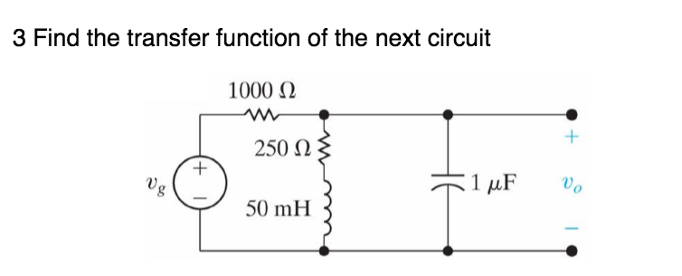 Solved Find the transfer function of the next circuit | Chegg.com