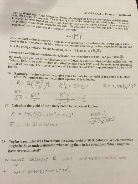 Solved During World War II, the Manhattan Project developed | Chegg.com