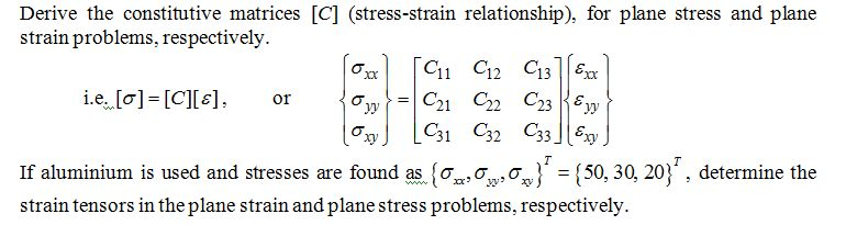 Solved Derive the constitutive matrices [C] (stress-strain | Chegg.com