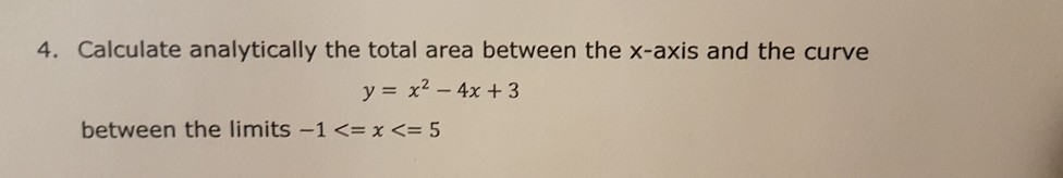 Solved 4. Calculate analytically the total area between the | Chegg.com