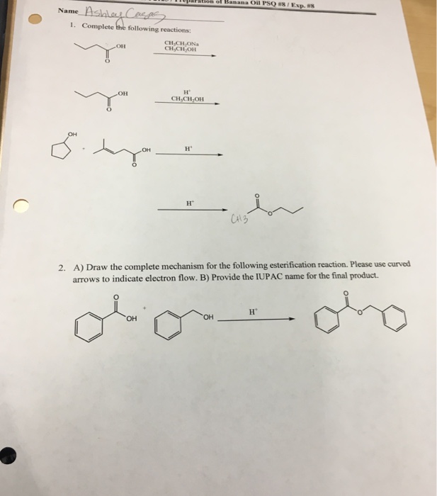 Solved Complete the following reactions: Draw the complete | Chegg.com