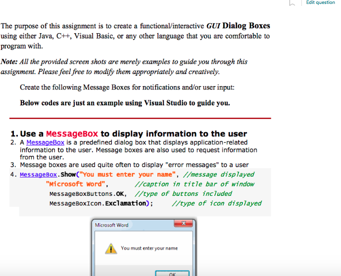 Solved Edit question The purpose of this assignment is to | Chegg.com