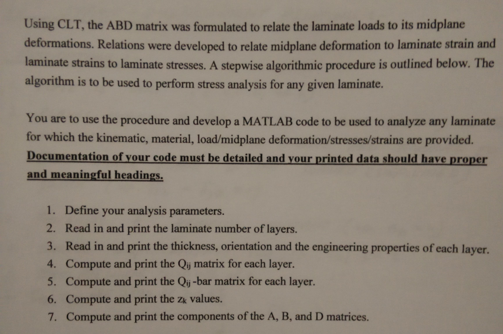 Using CLT, the ABD matrix was formulated to relate | Chegg.com