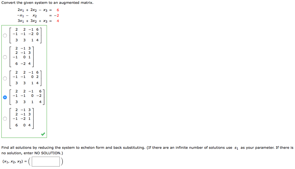 Solved Convert the given system to an augmented matrix. | Chegg.com