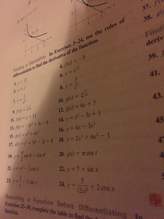 Solved Finding a derivative In Exercises 3-24, use the rules | Chegg.com