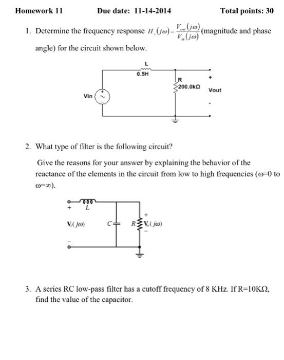 Solved 1. Determine the frequency response (magnitude and | Chegg.com