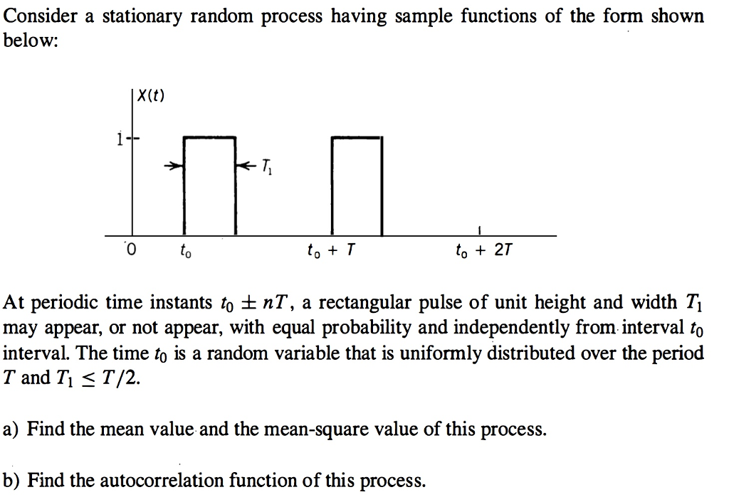 Consider a stationary random process having sample | Chegg.com