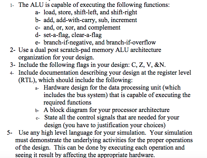 1- The ALU is capable of executing the following | Chegg.com