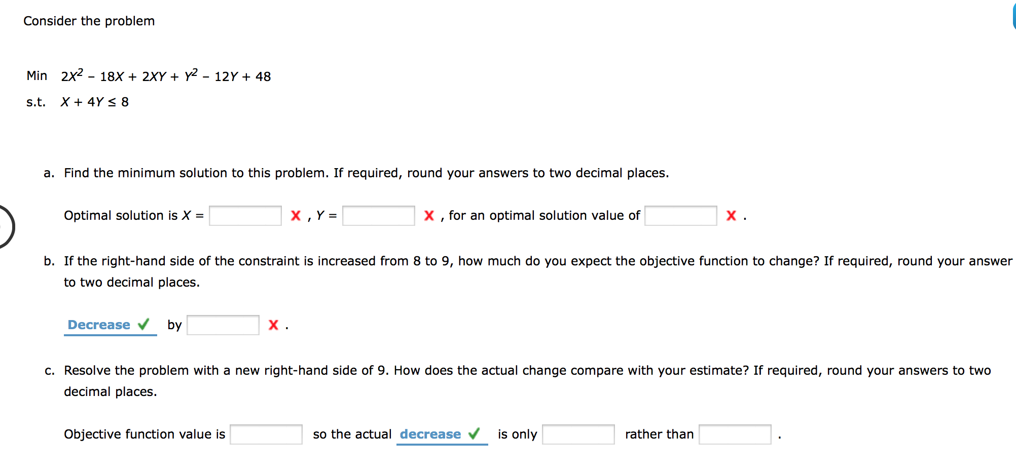 Solved Consider The Problem Min 2X 2 18X 2XY Y 2 48 Chegg