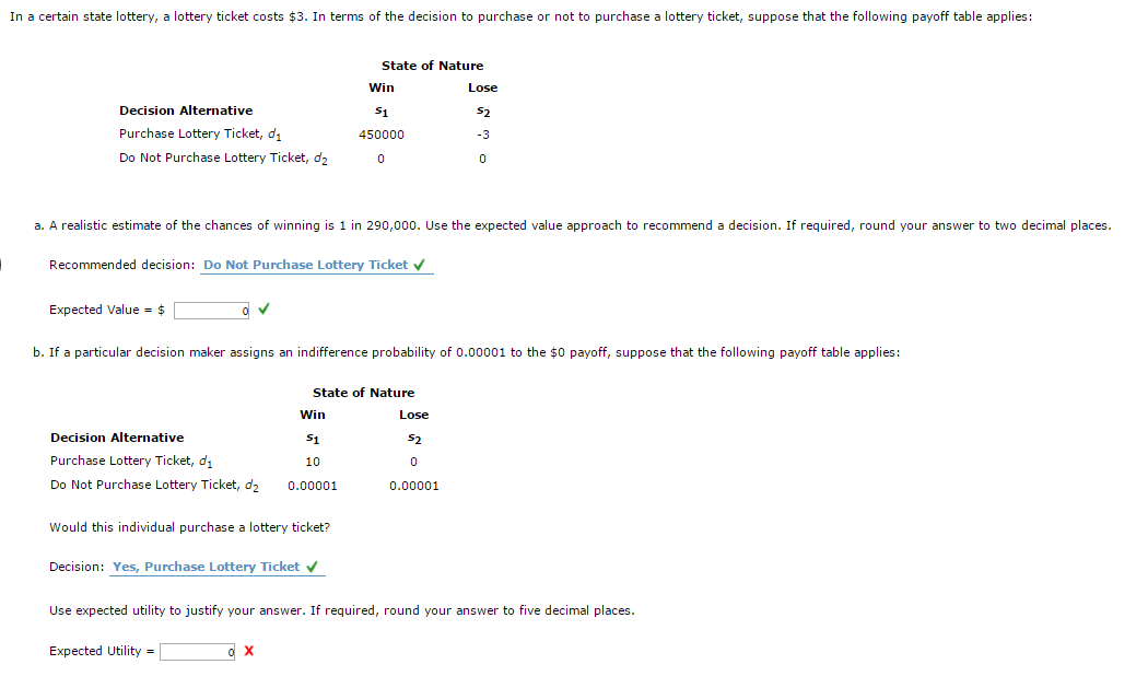 Solved In a certain state lottery, a lottery ticket costs | Chegg.com
