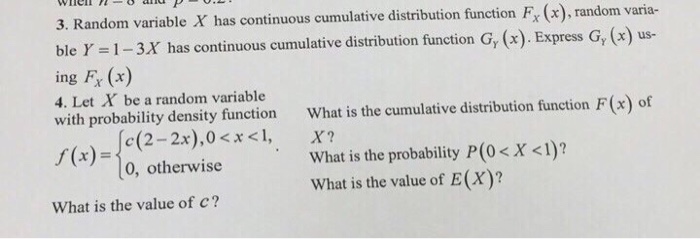 Solved 3. Random variable X has continuous cumulative | Chegg.com