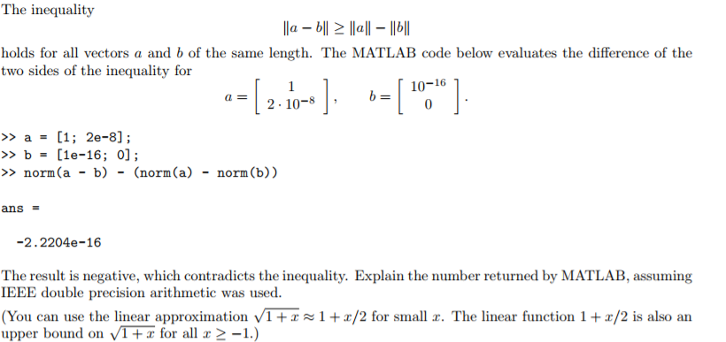 Solved The inequality lla-bll Ilall-Ibll holds for all | Chegg.com