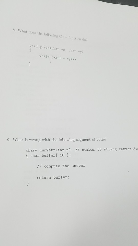 Solved 8, What does the following C+4 function do? void | Chegg.com