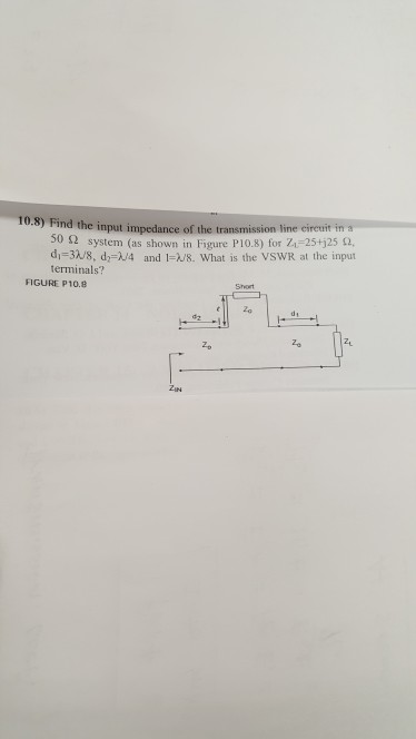 Solved 0.8) Find the input impedance of the transmission | Chegg.com