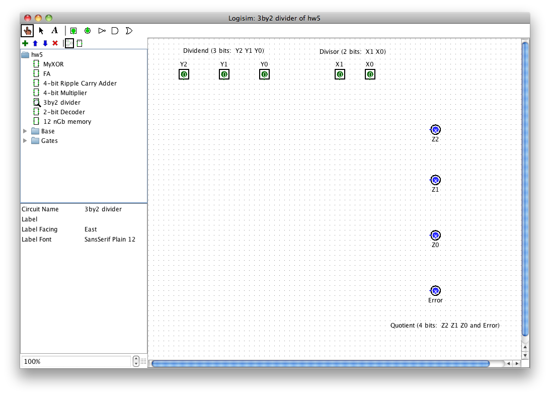 I have to design a 3 bit by 2 bit divider in | Chegg.com