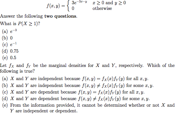 Solved Consider the following joint probability density | Chegg.com