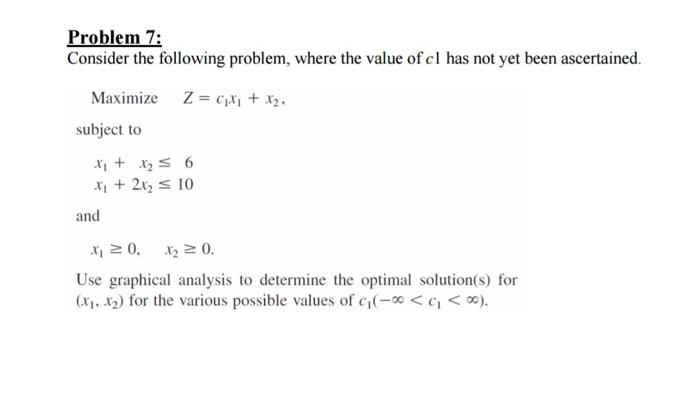 Solved Problem 7; Consider the following problem, where the | Chegg.com