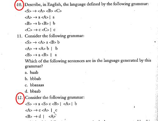 Solved 10.) Describe, in English, the language defined by | Chegg.com