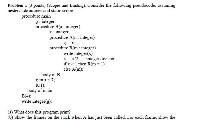Solved Problem 1 3 Points Scopes And Binding Conside