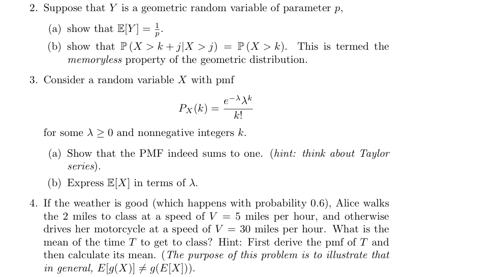 Solved Suppose That Y Is A Geometric Random Variable Of