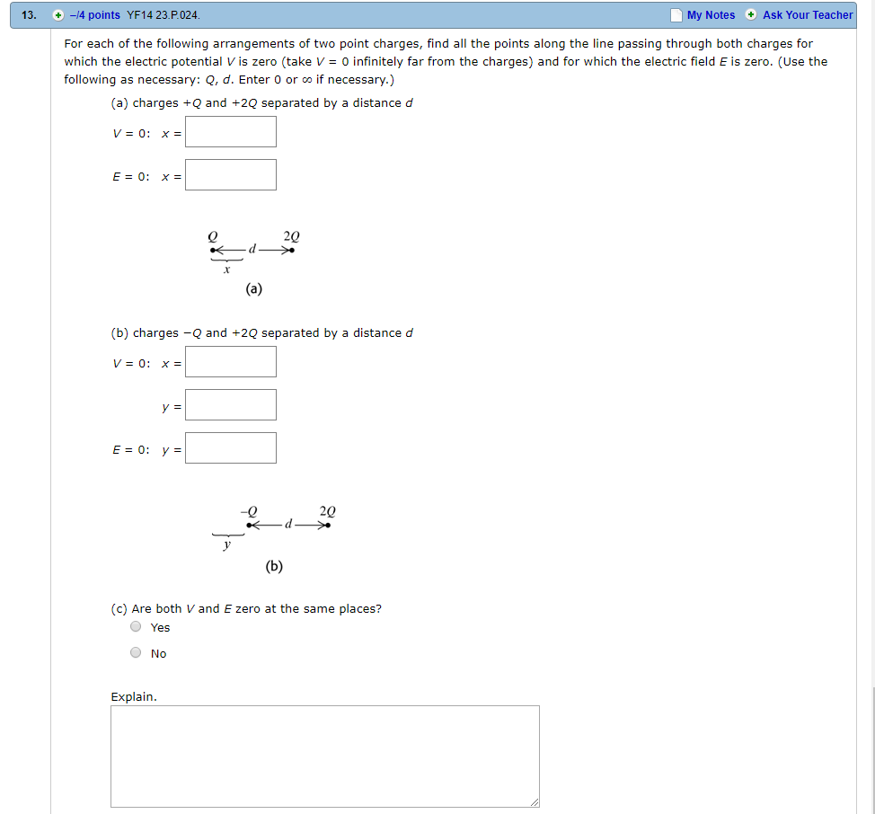 Solved For each of the following arrangements of two point | Chegg.com