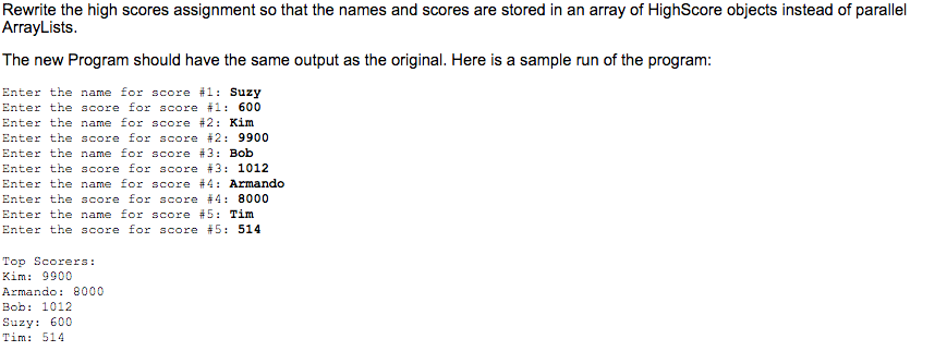 Solved Java High Scores with OOP | Chegg.com