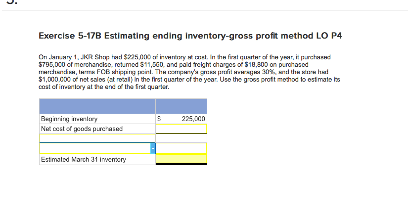 Solved Estimating ending inventory-gross profit method LO P4 | Chegg.com