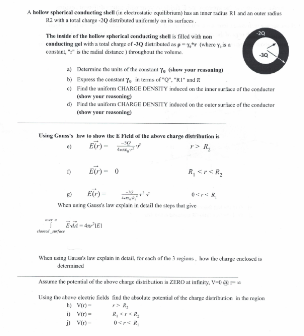 Solved A hollow spherical conducting shell (in electrostatic | Chegg.com