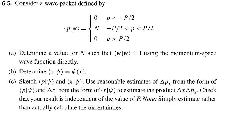 Solved Consider a wave packet defined by (p/Psi)= {0 p