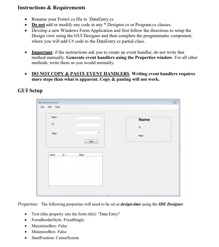 Solved Program Overview Create a data entry form for | Chegg.com