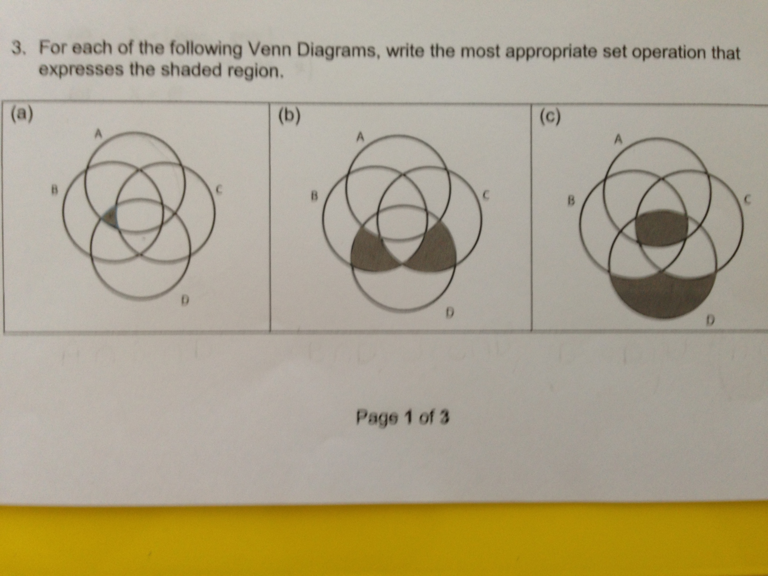 Solved For each the following Venn diagrams, write the most | Chegg.com