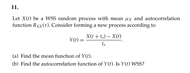 Solved Let X(t) be a WSS random process with mean ux and | Chegg.com