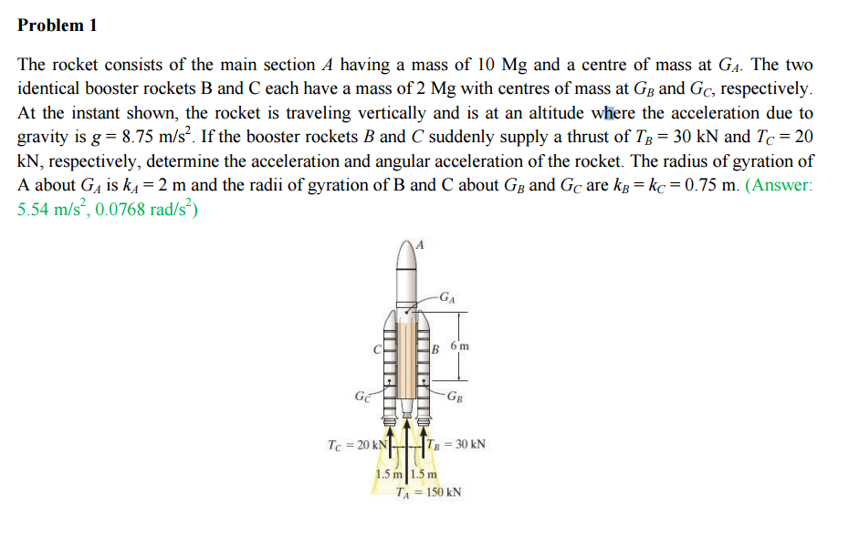Solved The rocket consists of the main section A having a | Chegg.com