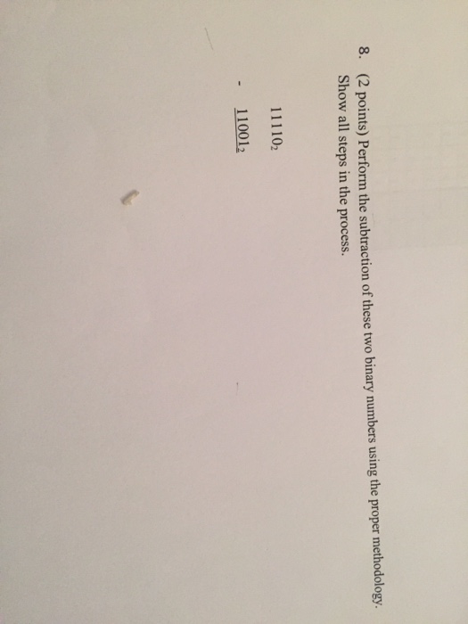 Solved Perform the subtraction of these two binary numbers | Chegg.com