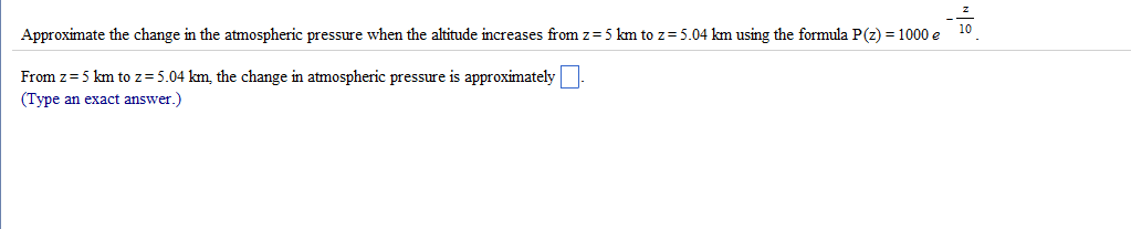Solved Approximate the change in the atmospheric pressure | Chegg.com