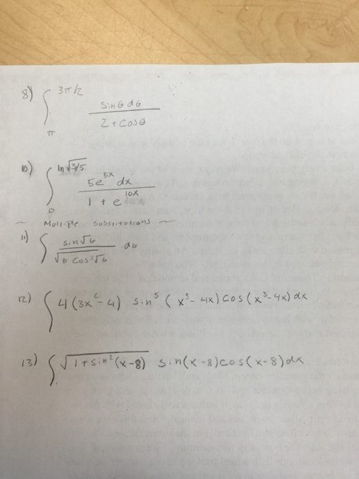 Solved Integral_pi ^3pi / 2 sin theta dtheta / 2 + cos theta | Chegg.com