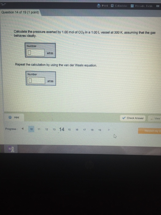 Solved Calculate the pressure exerted by 1.00 mol of CO2 in | Chegg.com