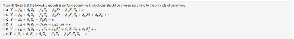 Solved (1 point) Given that the following models is perform | Chegg.com