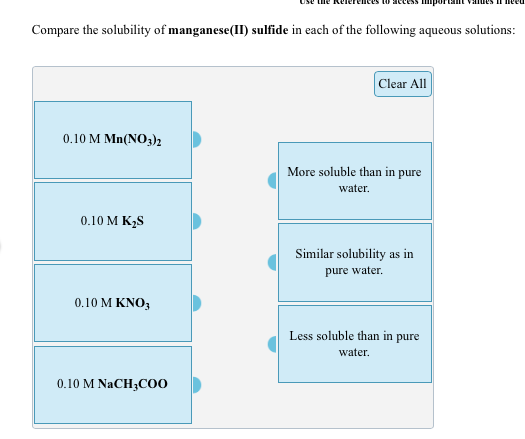 Solved Compare the solubility of manganese(II) sulfide in | Chegg.com