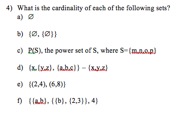Solved What is the cardinality of each of the following | Chegg.com