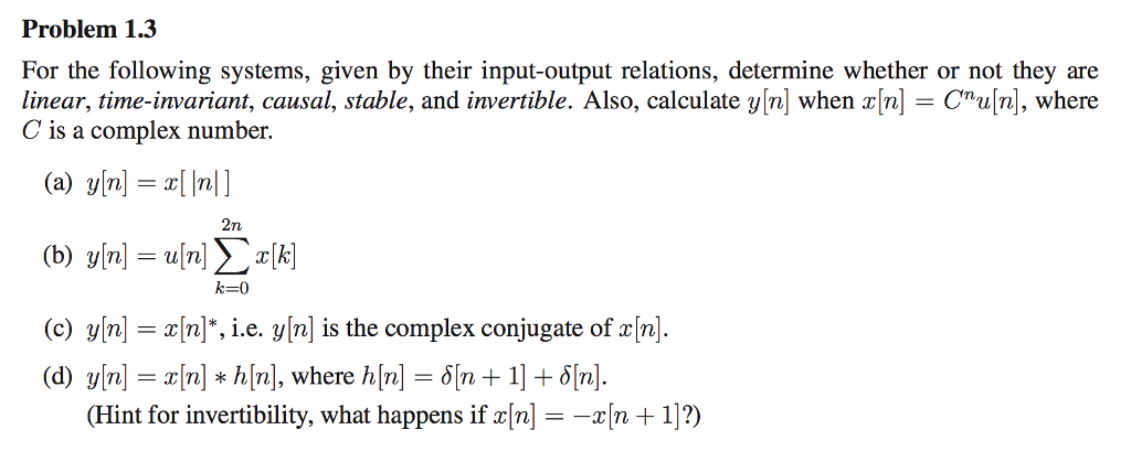 Solved For the following systems, given by their | Chegg.com