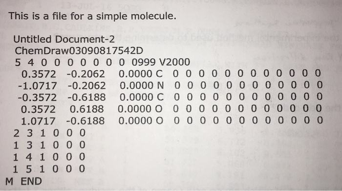 This mol file is A) 1D mol fileB) 2D mol fileC) 3D | Chegg.com