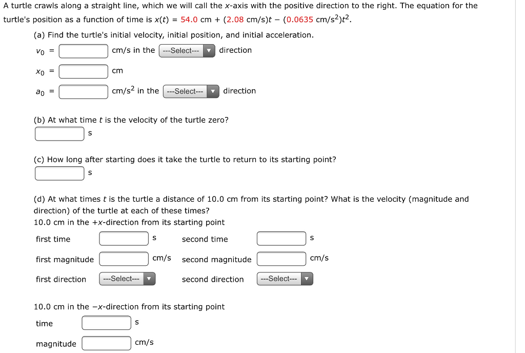 Solved A turtle crawls along a straight line, which we will | Chegg.com